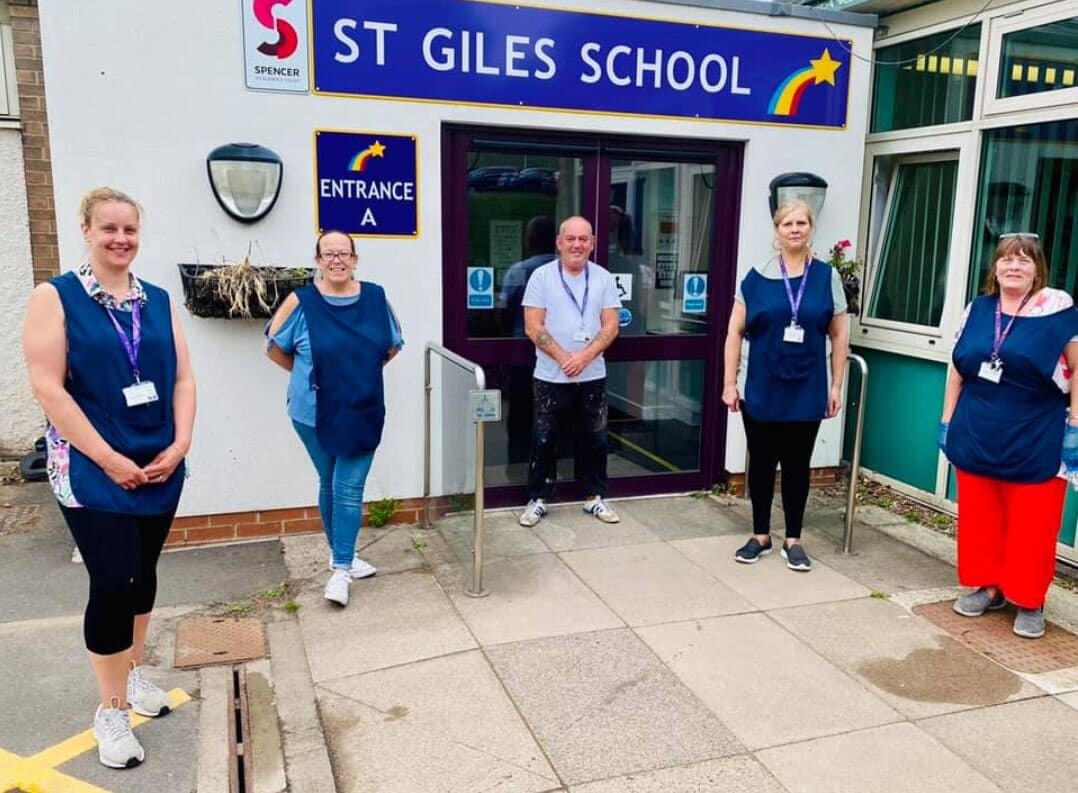 Derby school St Giles thanks key workers who have kept the school spick ...